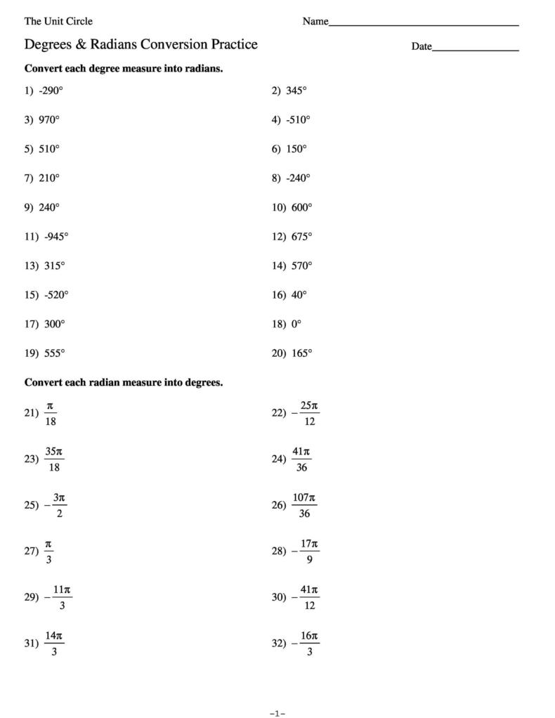 42 Printable Unit Circle Charts & Diagrams (Sin, Cos, Tan, Cot etc)