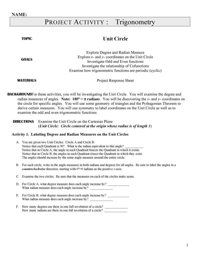 42 Printable Unit Circle Charts & Diagrams (Sin, Cos, Tan, Cot etc)