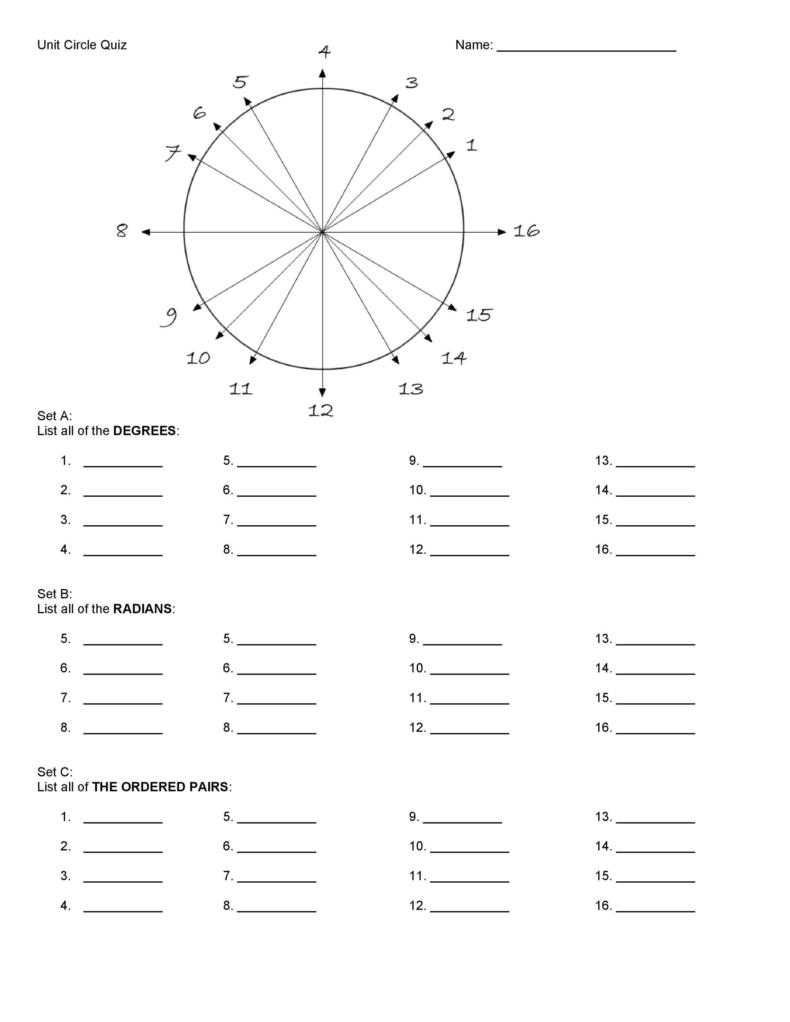 42 Printable Unit Circle Charts & Diagrams (Sin, Cos, Tan, Cot etc)