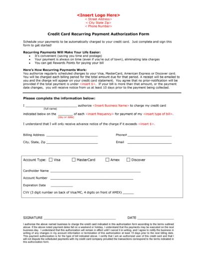 43 Credit Card Authorization Forms Templates {Ready-to-Use}