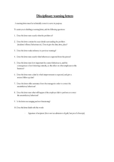 49 Professional Warning Letters (Free Templates) ᐅ TemplateLab