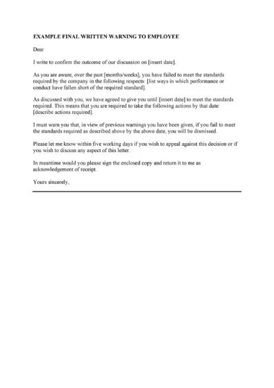 49 Professional Warning Letters (Free Templates) ᐅ TemplateLab