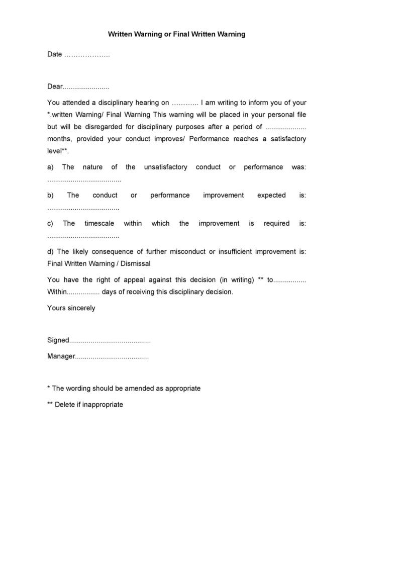 Employee Warning Notice Letter Sample employee-warning-notice-letter-sample