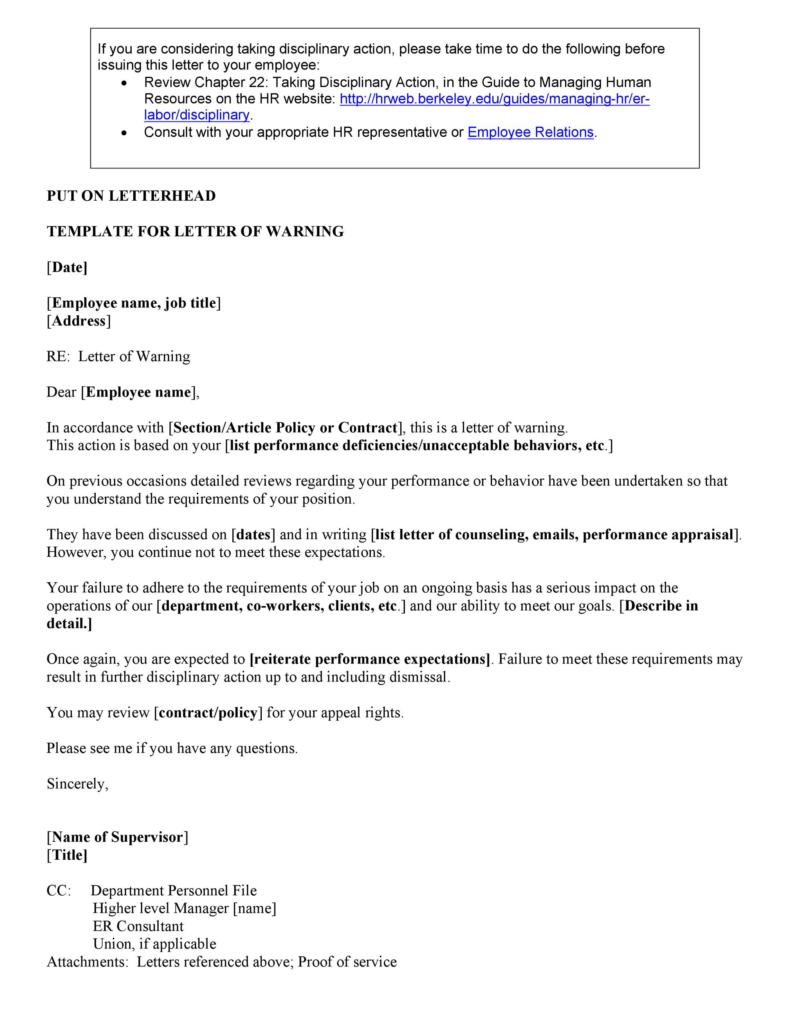 49 Professional Warning Letters (Free Templates) ᐅ TemplateLab