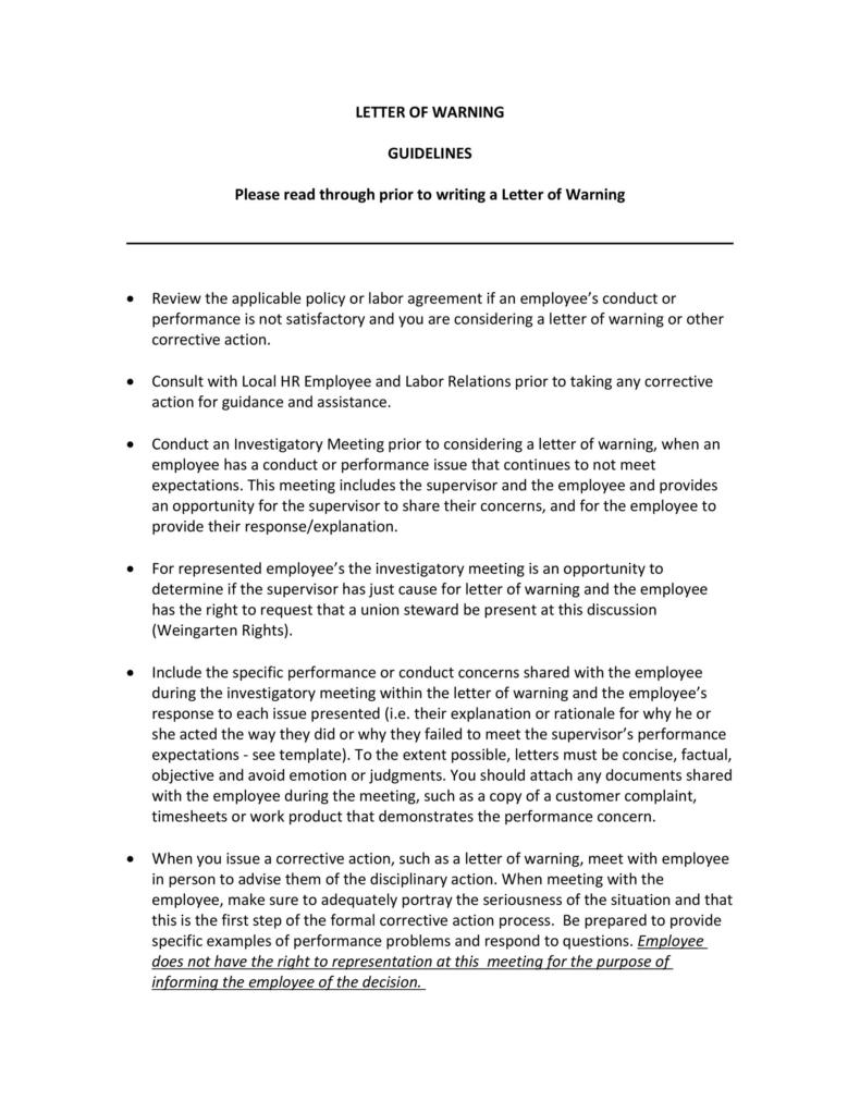 49 Professional Warning Letters (Free Templates) ᐅ TemplateLab