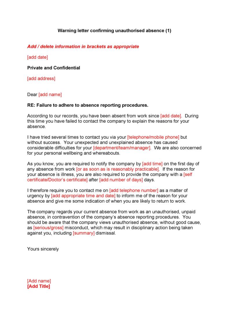 49 Professional Warning Letters (Free Templates) ᐅ TemplateLab