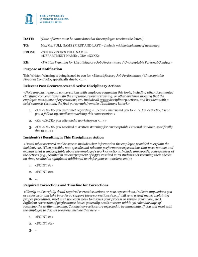 49 Professional Warning Letters (Free Templates) ᐅ TemplateLab