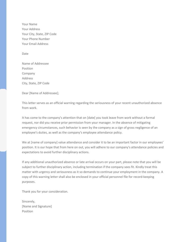 49 Professional Warning Letters (Free Templates) ᐅ TemplateLab