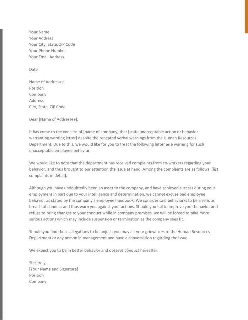 49 Professional Warning Letters (Free Templates) ᐅ TemplateLab