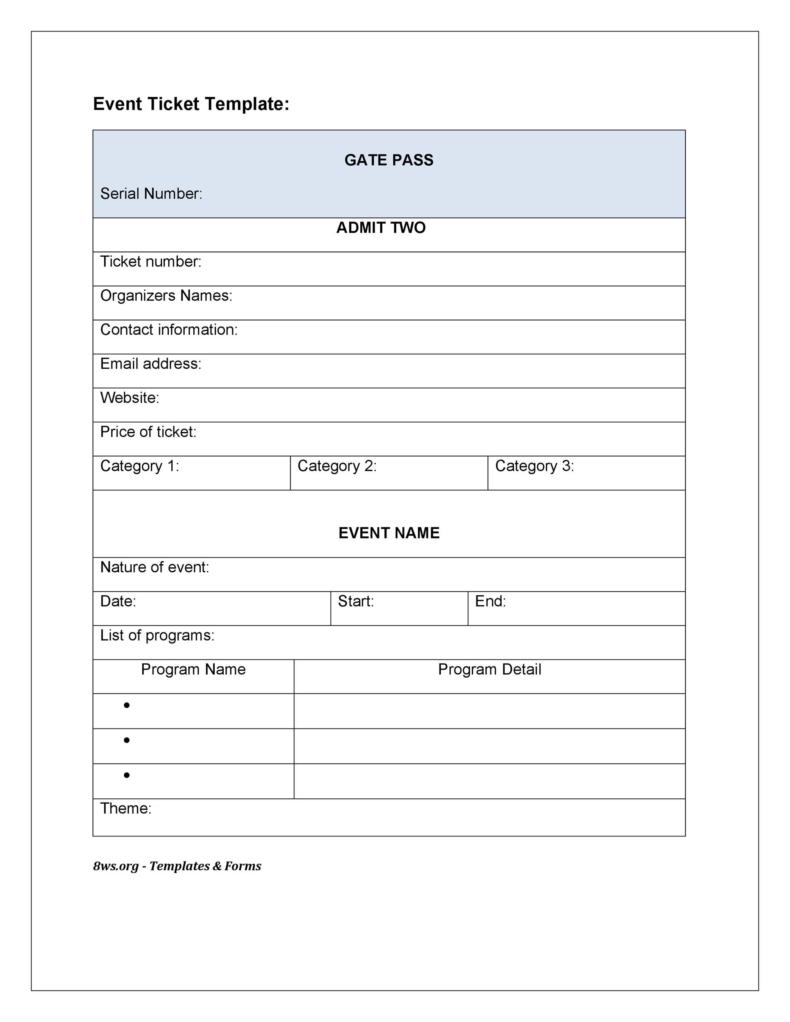 22 FREE Event Ticket Templates (MS Word) ᐅ TemplateLab