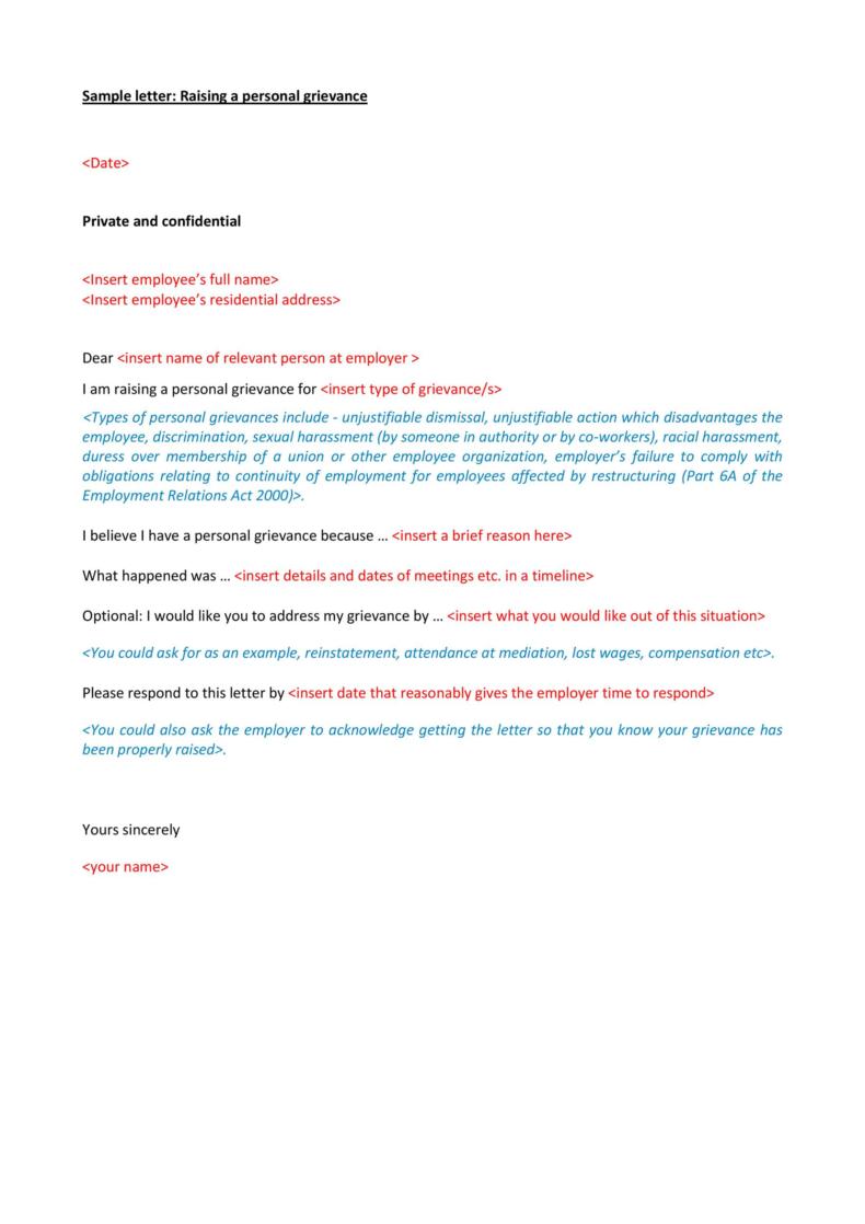37 Editable Grievance Letters (Tips & Free Samples) ᐅ TemplateLab