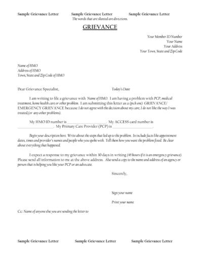 37 Editable Grievance Letters (Tips & Free Samples) ᐅ TemplateLab