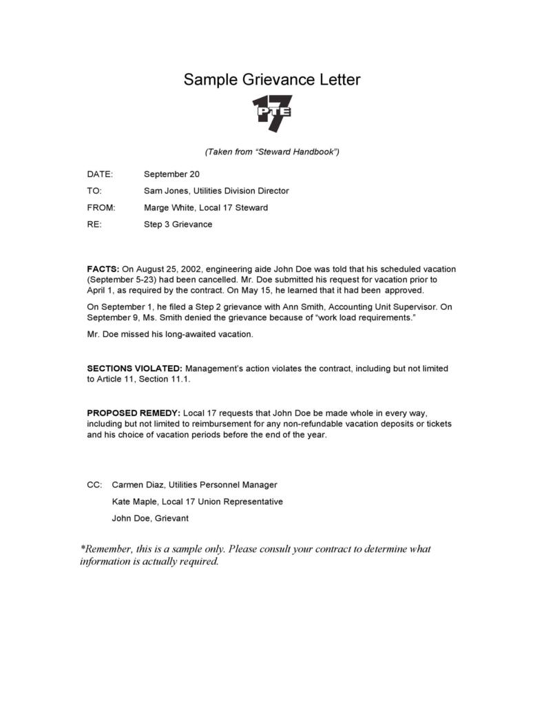 37 Editable Grievance Letters (Tips & Free Samples) ᐅ TemplateLab