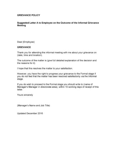 37 Editable Grievance Letters (Tips & Free Samples) ᐅ TemplateLab
