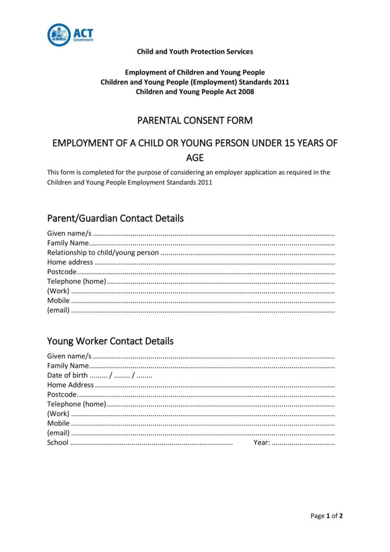 50 Printable Parental Consent Form & Templates ᐅ TemplateLab