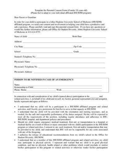50 Printable Parental Consent Form & Templates ᐅ TemplateLab