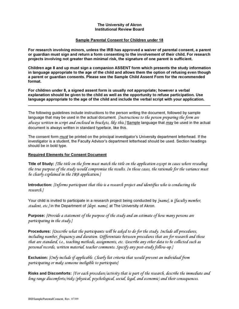 50 Printable Parental Consent Form & Templates ᐅ TemplateLab