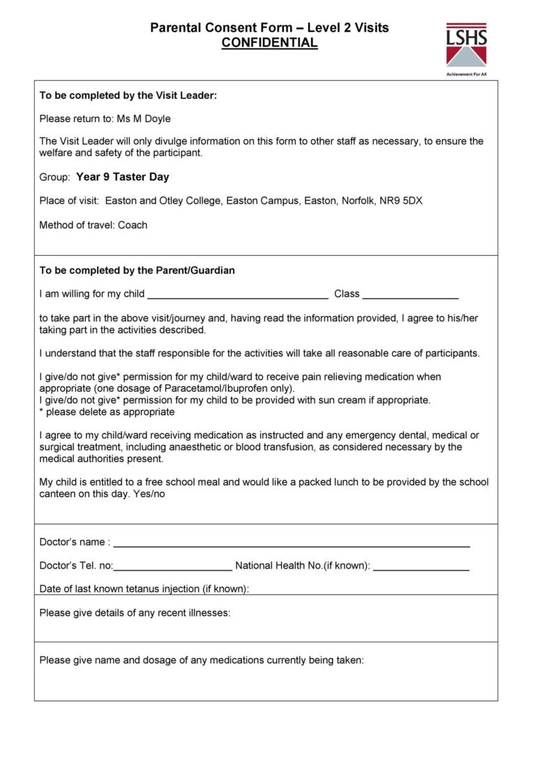 50 Printable Parental Consent Form &amp; Templates ᐅ TemplateLab