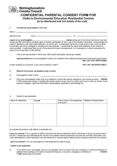 50 Printable Parental Consent Form & Templates ᐅ TemplateLab