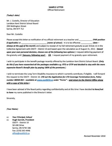 38 Professional Retirement Announcement Letters & Emails ᐅ TemplateLab