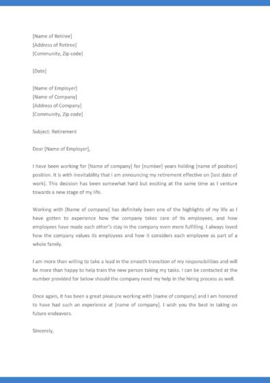 38 Professional Retirement Announcement Letters & Emails ᐅ TemplateLab