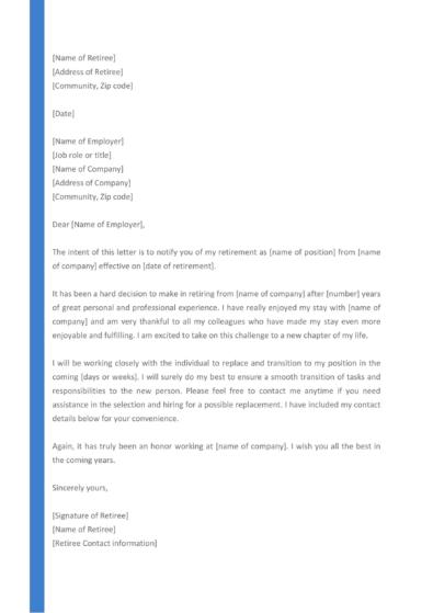 38 Professional Retirement Announcement Letters & Emails ᐅ TemplateLab