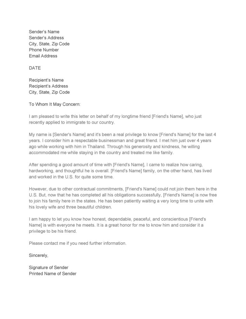 36 Free Immigration Letters (Character Reference Letters for Immigration)