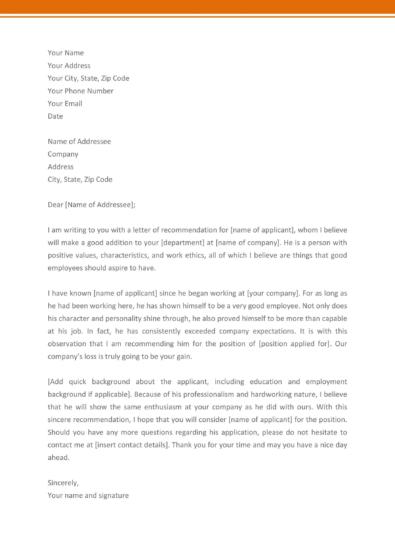 50 Best Recommendation Letters For Employee From Manager