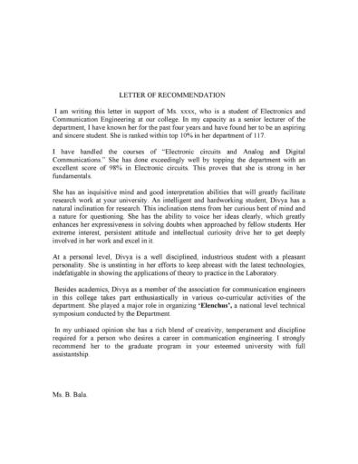 50 Amazing Recommendation Letters For Student From Teacher