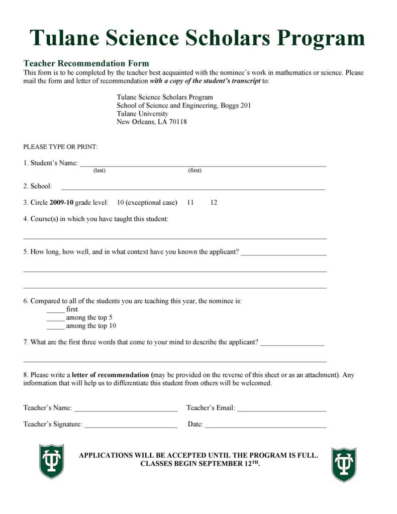 50 Amazing Recommendation Letters For Student From Teacher