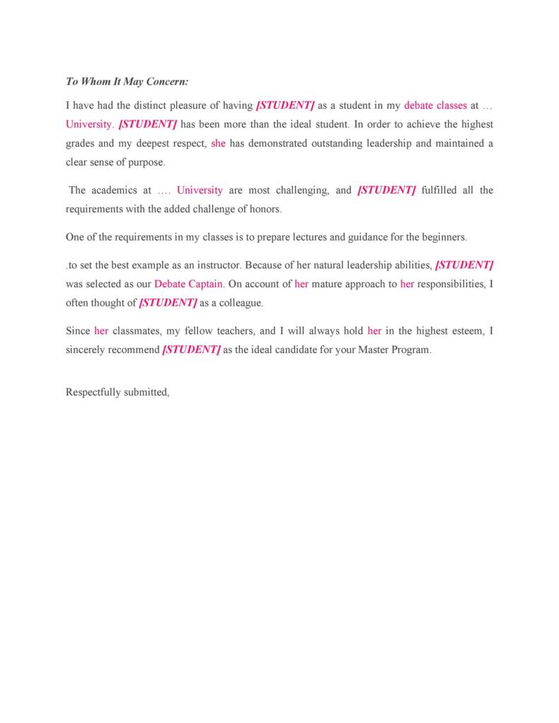 50 Amazing Recommendation Letters For Student From Teacher