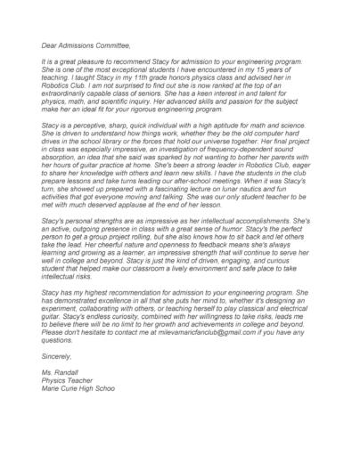 50 Amazing Recommendation Letters For Student From Teacher