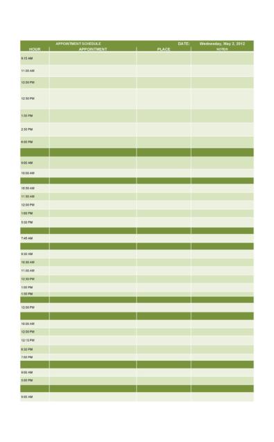 50+ Printable Appointment Schedule Templates [& Appointment Calendars]