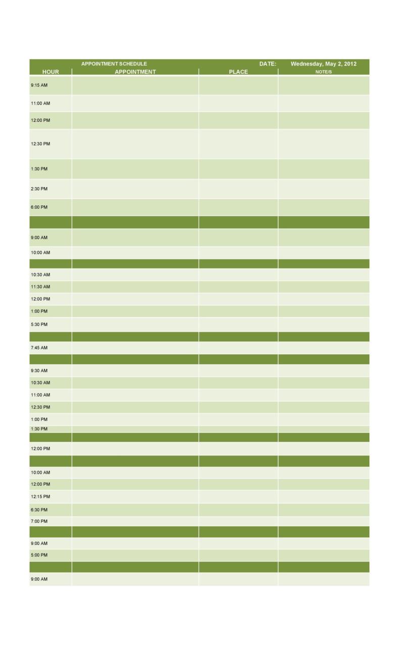 50+ Printable Appointment Schedule Templates [& Appointment Calendars]