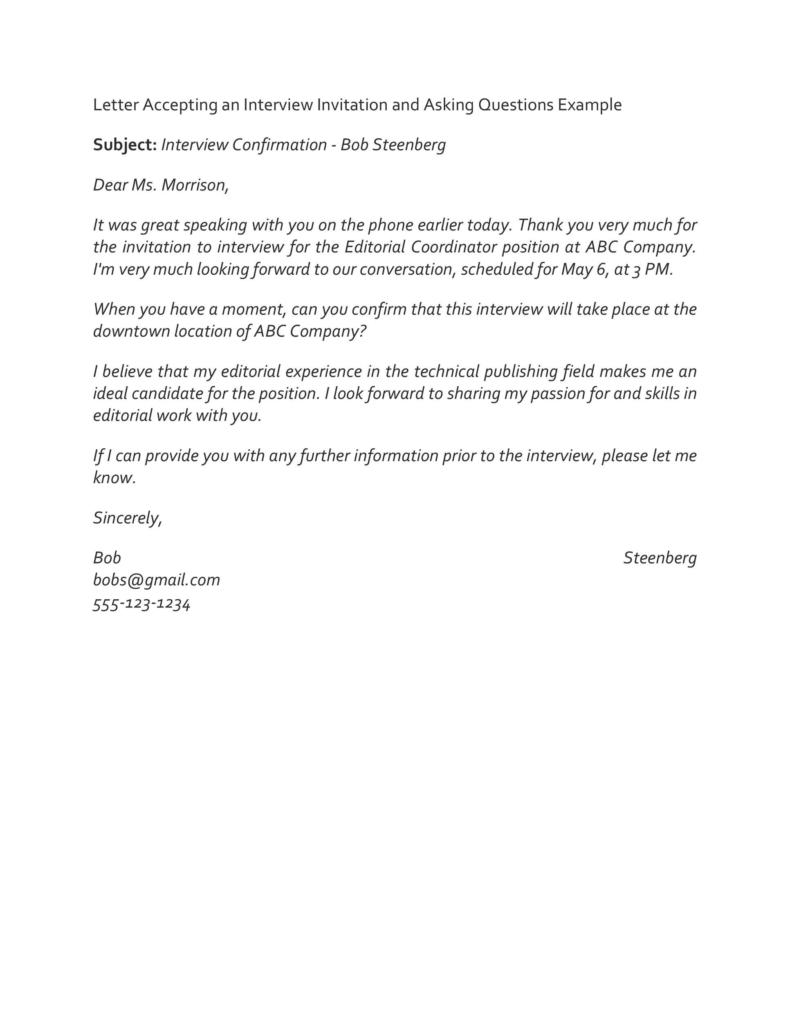 38 Professional Interview Acceptance Emails (+Smart Tips) ᐅ TemplateLab