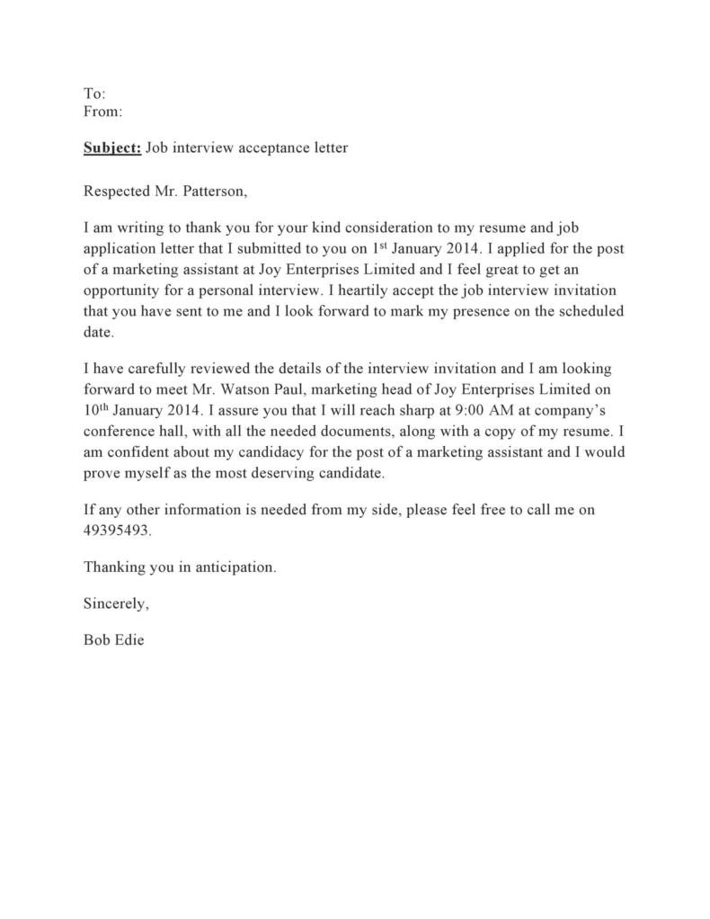 38 Professional Interview Acceptance Emails (+Smart Tips) ᐅ TemplateLab