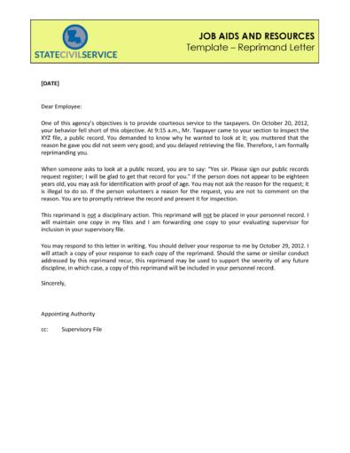 50 Effective Letters of Reprimand Templates (MS Word) ᐅ TemplateLab