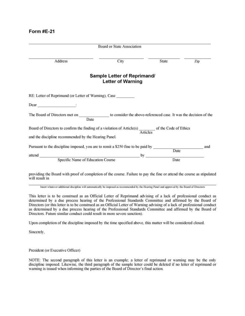 50 Effective Letters of Reprimand Templates (MS Word) ᐅ TemplateLab