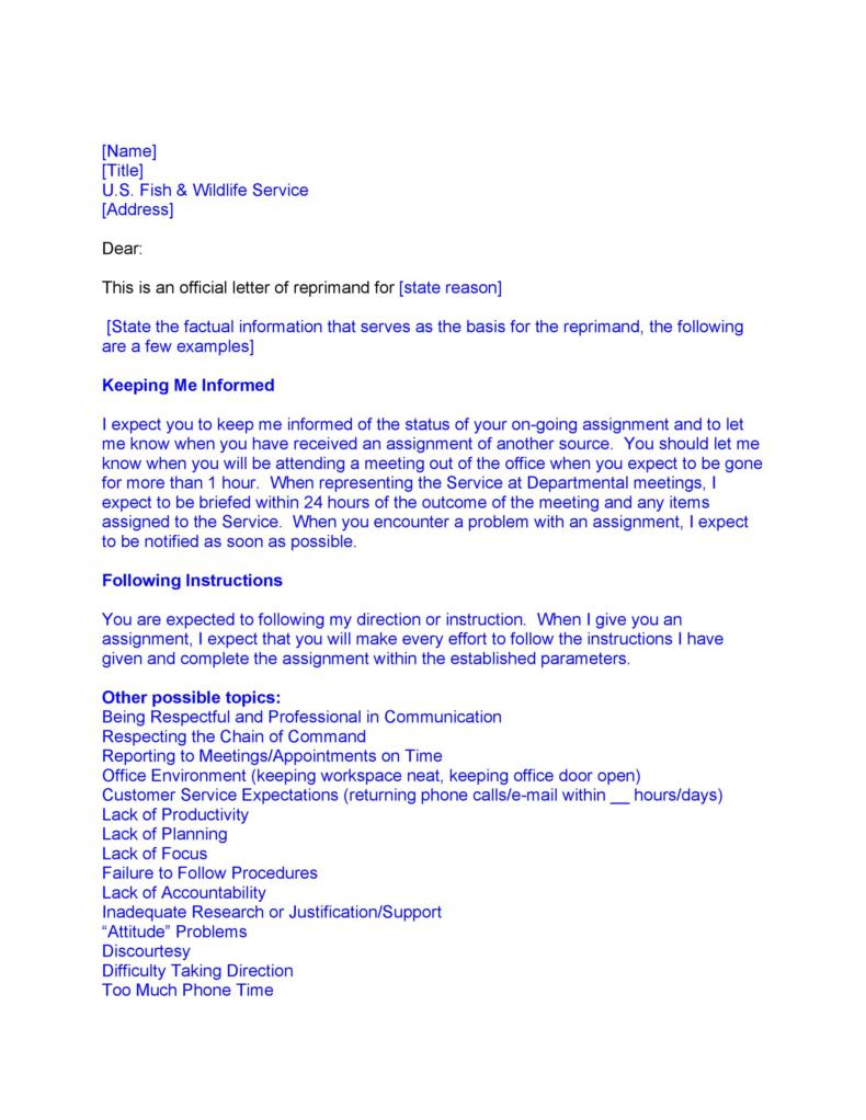 50 Effective Letters of Reprimand Templates (MS Word) ᐅ TemplateLab