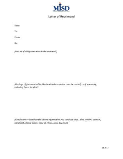 50 Effective Letters of Reprimand Templates (MS Word) ᐅ TemplateLab