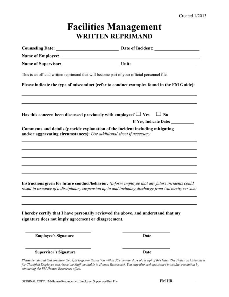 50 Effective Letters of Reprimand Templates (MS Word) ᐅ TemplateLab