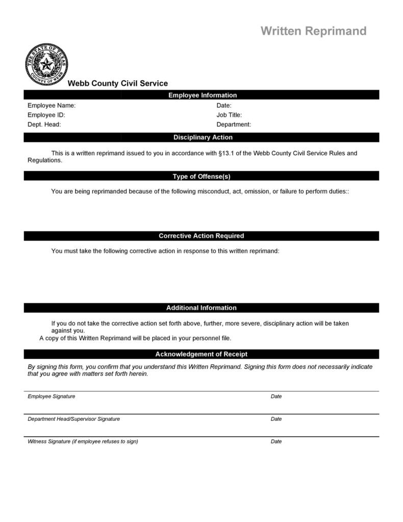 50 Effective Letters of Reprimand Templates (MS Word) ᐅ TemplateLab