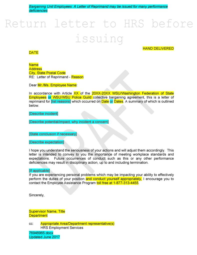 50 Effective Letters of Reprimand Templates (MS Word) ᐅ TemplateLab