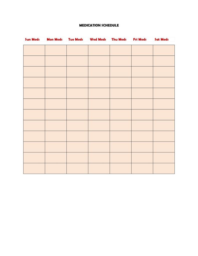 40 Great Medication Schedule Templates (+Medication Calendars)