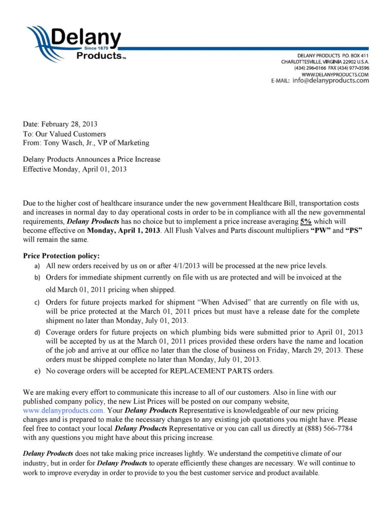 50 Effective Price / Rate Increase Letters (+Tips) ᐅ TemplateLab