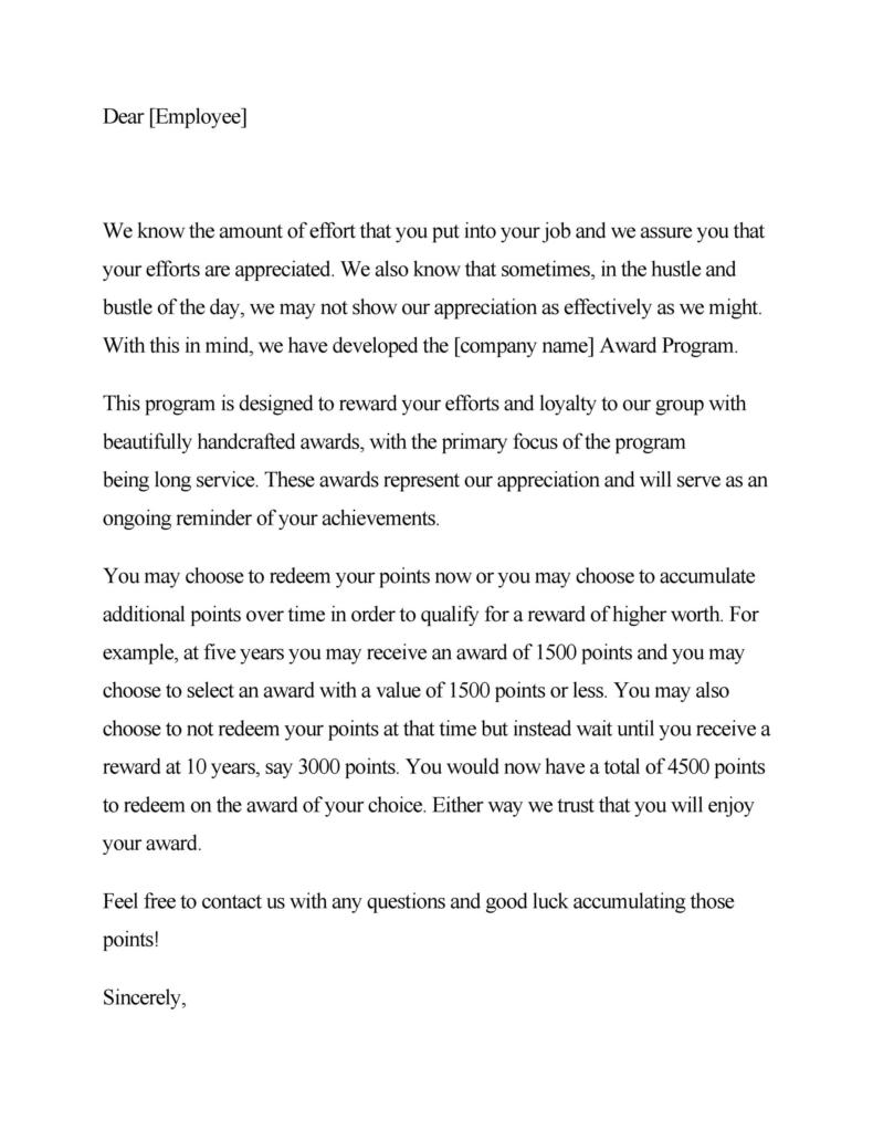 49 Printable Employee Recognition Letters (100% FREE) ᐅ TemplateLab