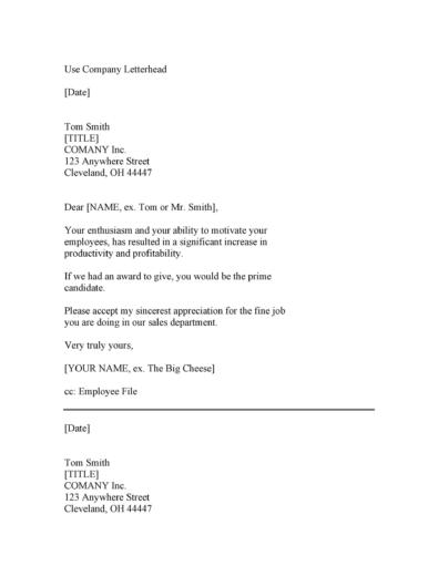 49 Printable Employee Recognition Letters (100% FREE) ᐅ TemplateLab