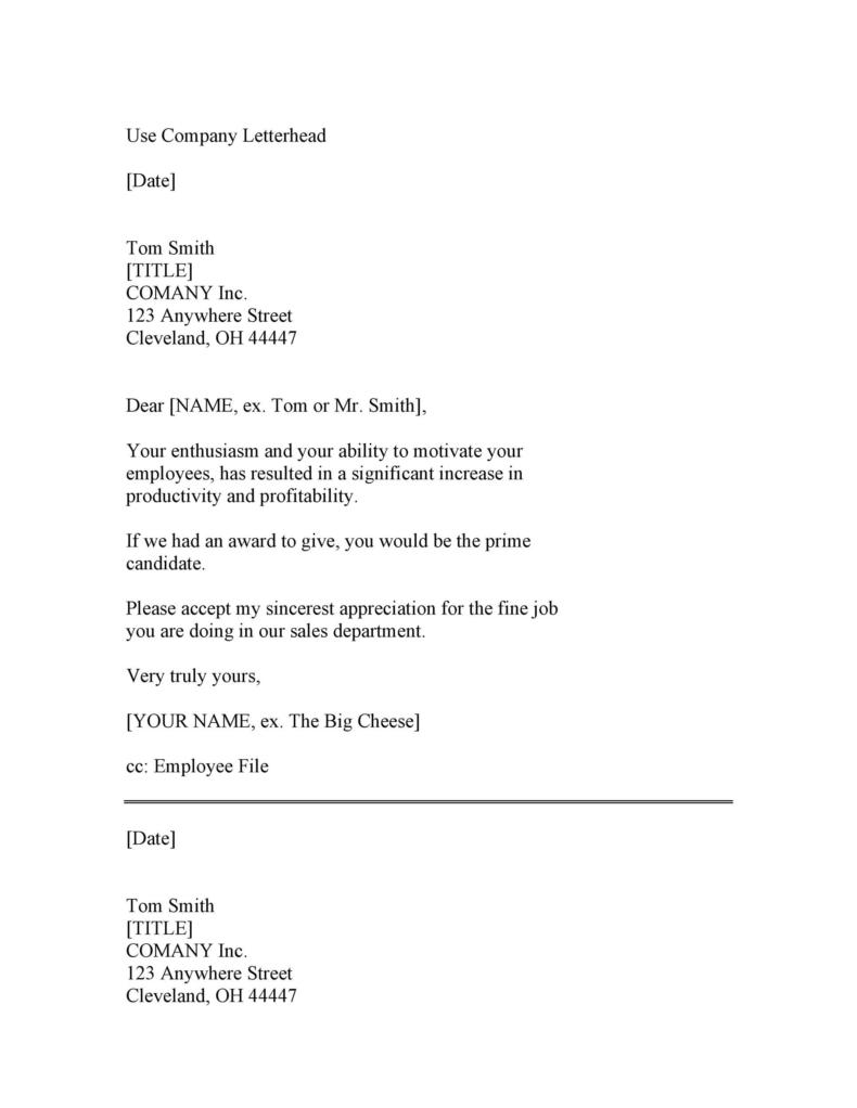 49 Printable Employee Recognition Letters (100% FREE) ᐅ TemplateLab