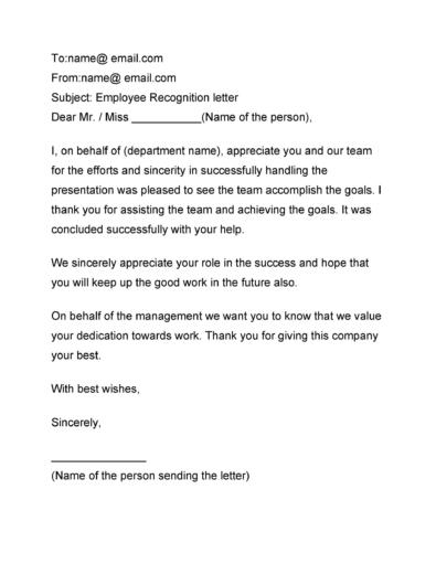 49 Printable Employee Recognition Letters (100% FREE) ᐅ TemplateLab