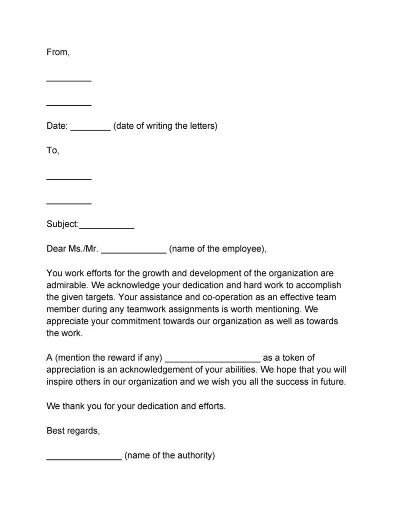 49 Printable Employee Recognition Letters (100% FREE) ᐅ TemplateLab